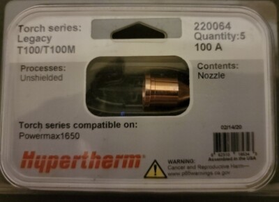 Hypertherm 220064 Nozzle for *T100 100A Ext 5 pack | eBay