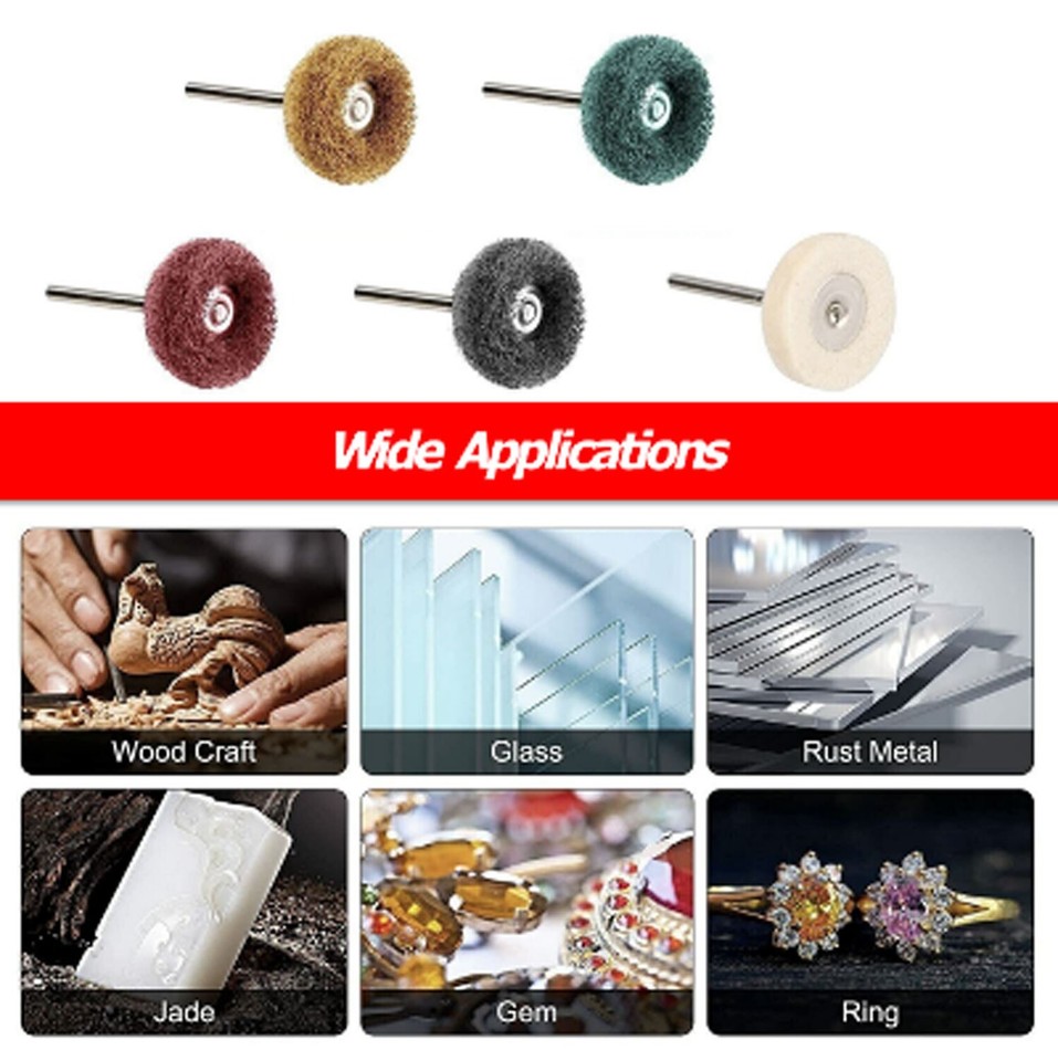 100pc Metal Polishing Buffing Abrasive Wheel Burr Kit Rotary Tool Set ...