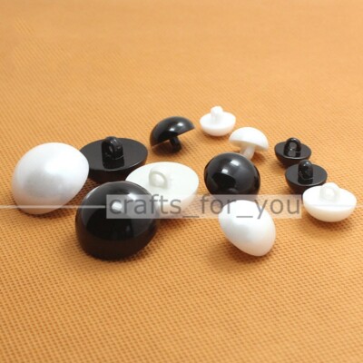 WHITE BLACK ROUND DOMED PLASTIC SHANK BUTTONS SEWING CRAFT CLOTHING ...