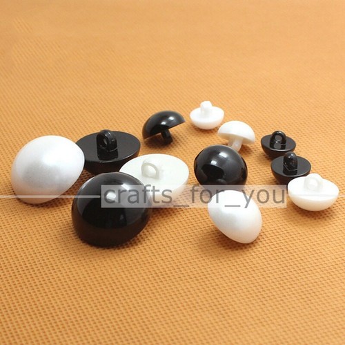 WHITE BLACK ROUND DOMED PLASTIC SHANK BUTTONS SEWING CRAFT CLOTHING ...