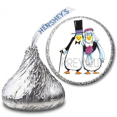 108 Penguin Bride and Groom Wedding Favors Hershey Kiss Labels Candy ...