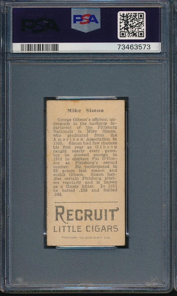 T207 Recruit 606: MIKE SIMON Pittsburgh Pirates Centered Tough Factory ...