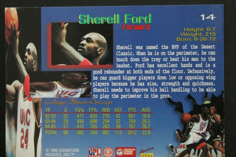 Sherell Ford Signed Autographed 1995 Signature Rookies DRAFT DAY Card ...