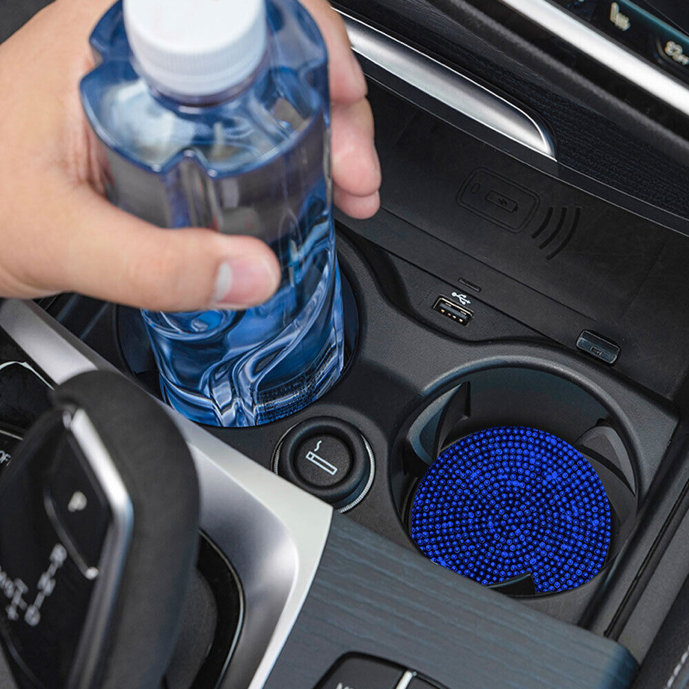 2x Car Cup Holder Insert Coaster Mats Pads Bling Blue Auto Interior ...
