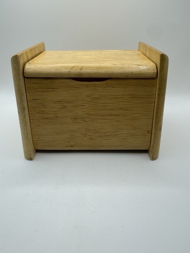 Vintage Natural Wood Wooden Recipe Box 3x5 Index Cards Storage ...