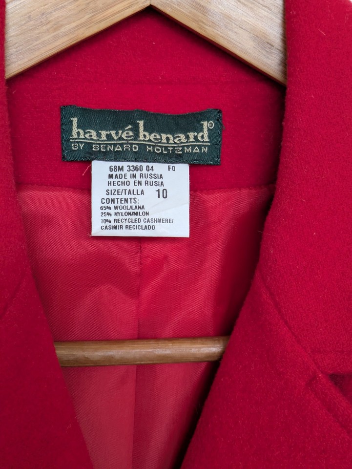 Harve Benard by Benard Holtzman Womens Wool blend Coat Red Holiday ...