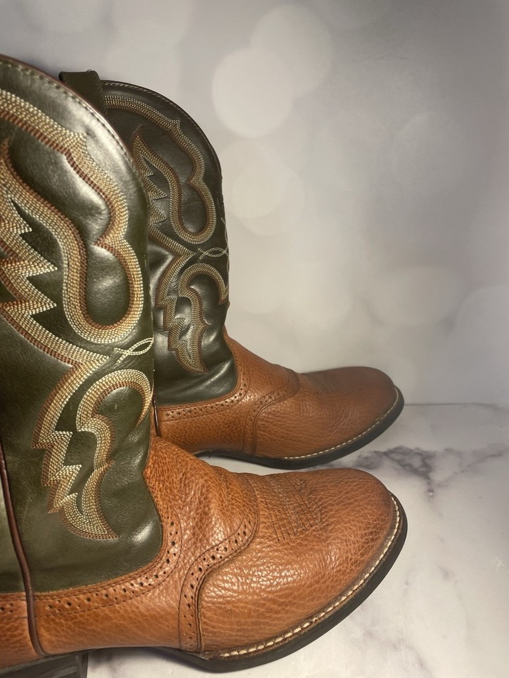 Ariat Cobalt Quantum Brown & Olive Leather Round Toe Cowboy Boots 10 EE ...