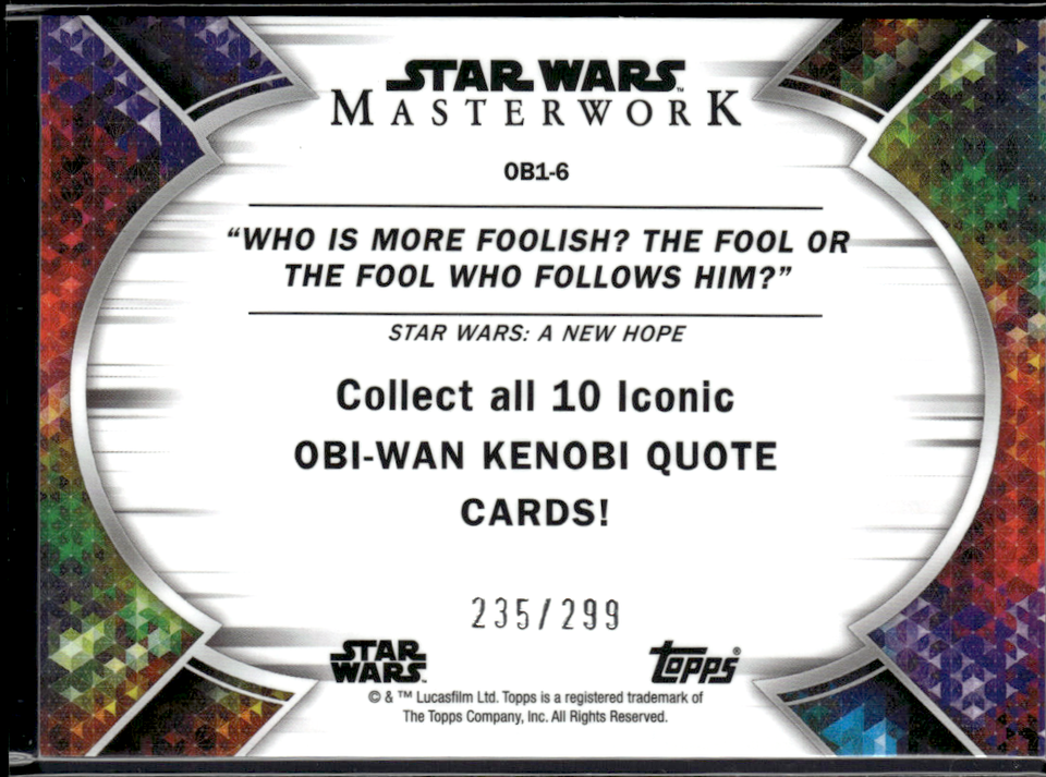 2023 Topps Masterworks Obi-Wan Kenobi Quote OB1-6 235/299 Luke ...