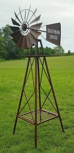 Rustic Iron Heavy Duty Windmill Metal Garden Ornament Sculpture Rust ...