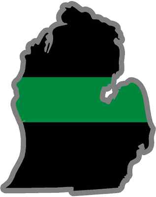 4" Michigan MI State Thin Green Line Military Ranger Federal Agent ...