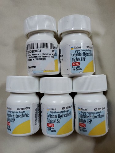5 Pack Rising Cetirizine HCL 10 mg 500 Tabs Total Antihistamine Generic ...