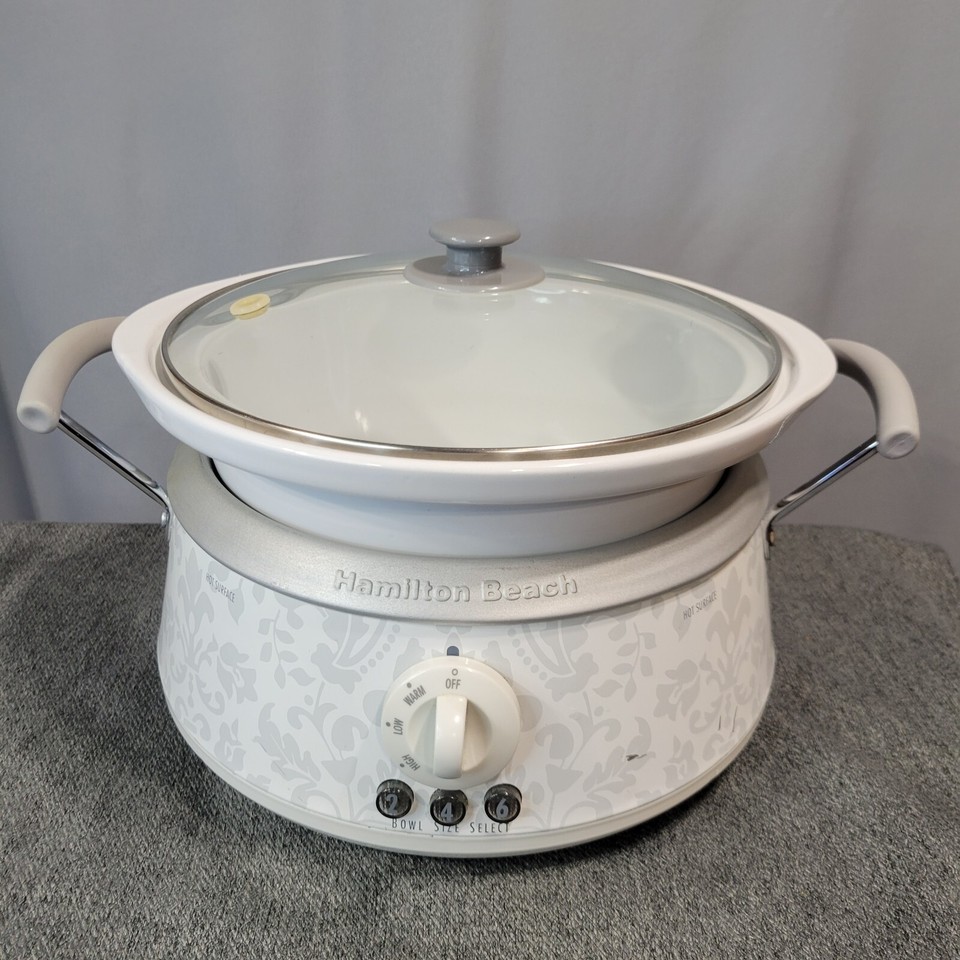 Hamilton Beach 3-in-1 Slow Cooker 33133 White Crock Pots 2, 4, & 6 Qt ...