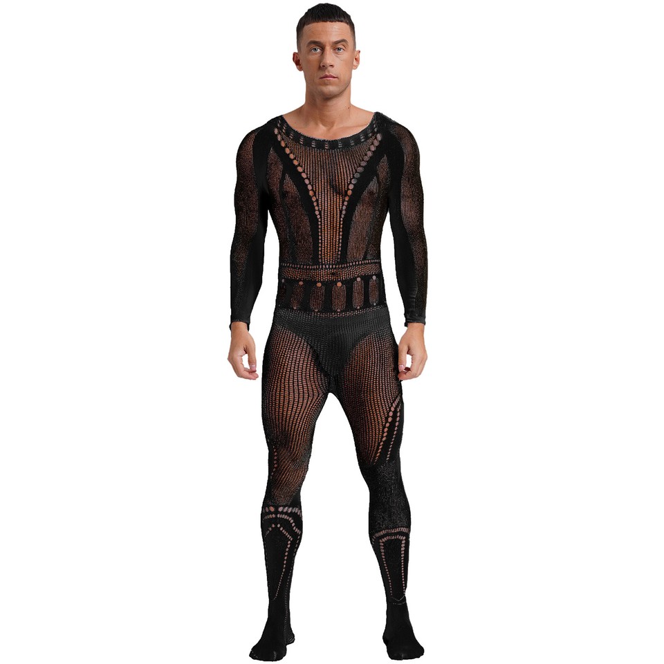 Men‘s Bodysuit Full Body Bodystocking Nightgown Jumpsuit Bulge ...