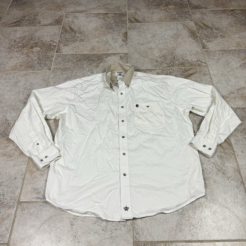 VINTAGE WRANGLER PBR Button Up Shirt Mens Size XL Beige Rodeo Cowboy | eBay