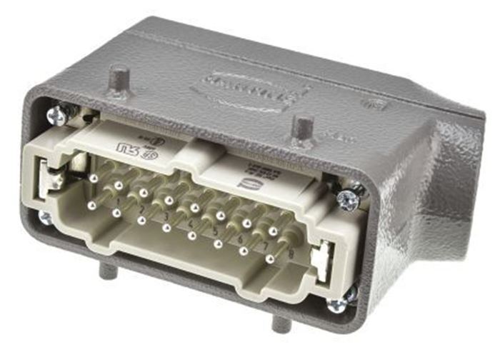 1 x Han E Series 16 Way Male 16A Connector Kit, includes Hood, Insert ...