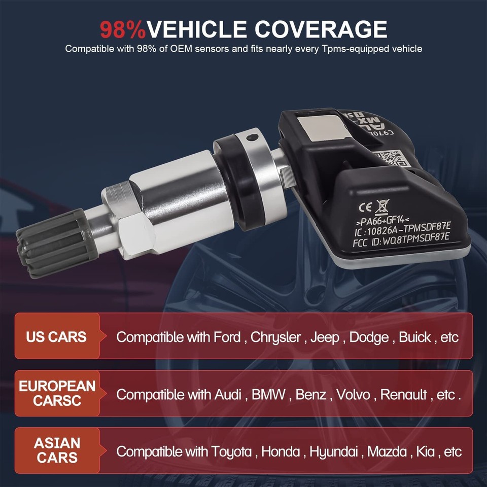 Autel TPMS MX-Sensor 315MHz & 433MHz 2 in 1 Auto Tire Pressure Sensor ...