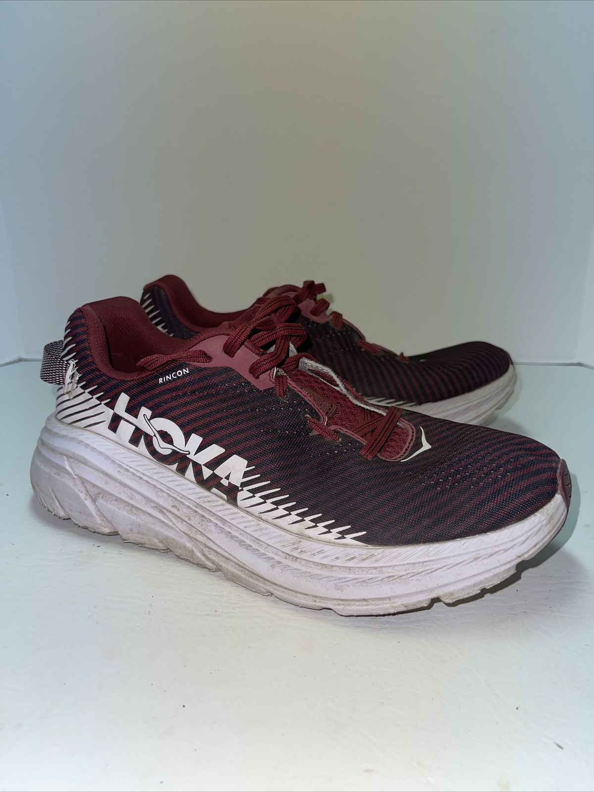 Hoka One One Womens Rincon 2 Maroon White Running Walking Shoes Size 8 ...