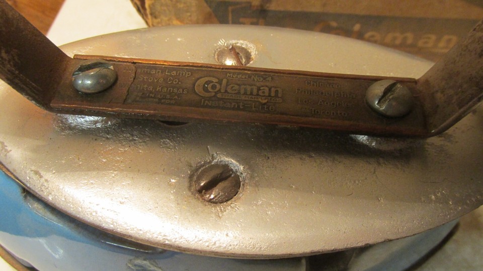 Antique Coleman Model 4 Blue Iron & Box | eBay