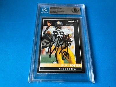 Barry Foster Steelers SB 1992 Pinnacle Card Signed Auto Beckett BAS ...