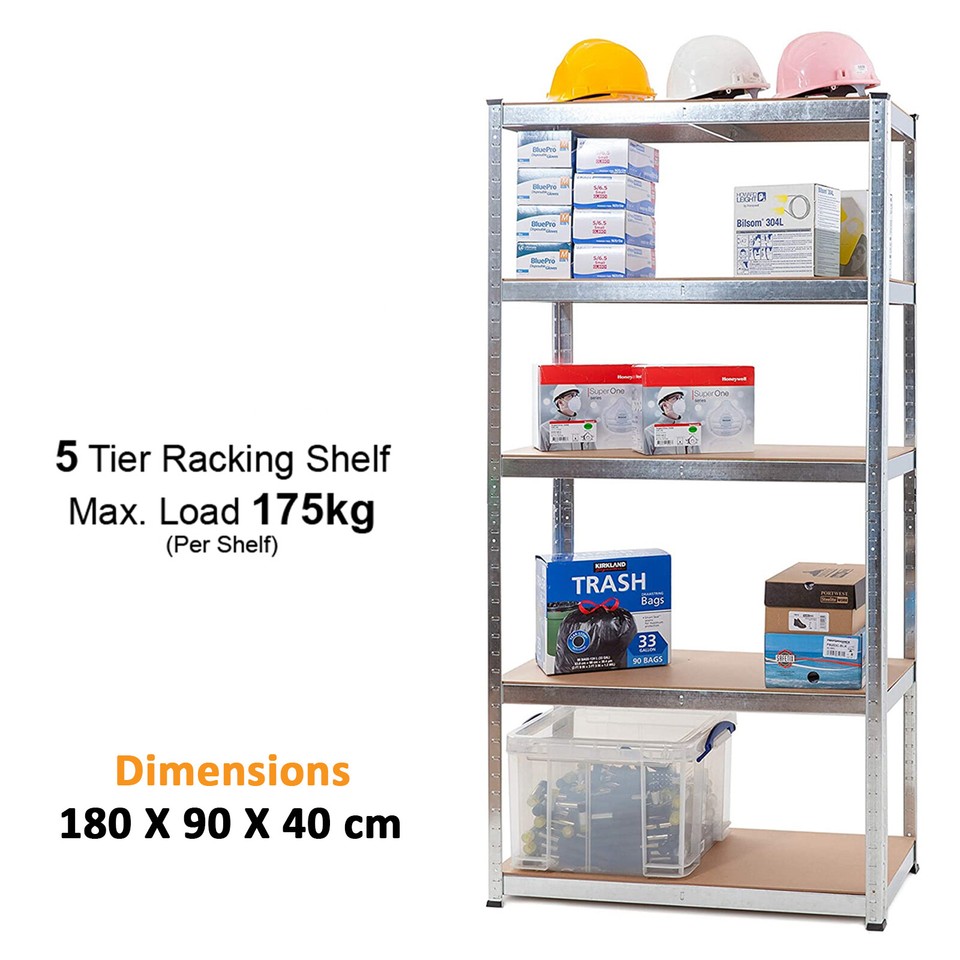 5 Tier Racking Shelf Heavy Duty Garage Shelving Storage Shelves Unit ...
