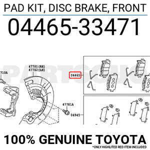 0446533471 Genuine Toyota PAD KIT, DISC BRAKE, FRONT 04465-33471 | eBay