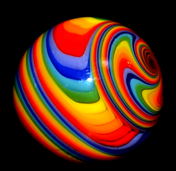 JAY SLACK GLASS MARBLE/1.443"-LOBED RAINBOW ARRAY-LILAC,LAVENDER,MINT ...