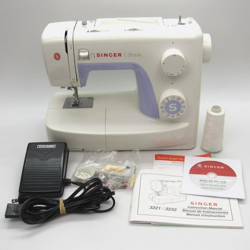 Singer Simple 3232 Portable Sewing Machine 32 Built In Stitches TESTED ...
