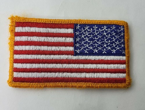 FLAG PATCH: UNITED STATES OF AMERICA - HOOK CLOSURE GOLD EDGE REVERSED ...