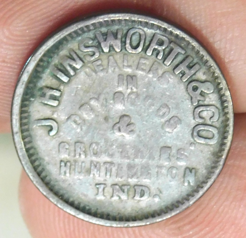Original 1863 Civil War Token Huntington Indiana JH Insworth Dealers ...