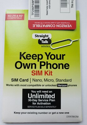 Straight Talk Verizon Nano SIM Card Bring Your Own Phone 4G LTE 5G | eBay