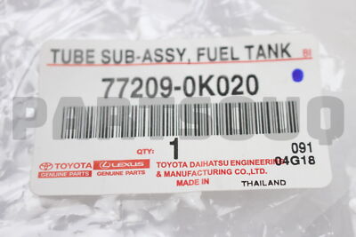 772090K020 Genuine Toyota TUBE SUB-ASSY, FUEL TANK MAIN 77209-0K020 | eBay