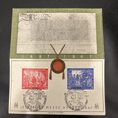 Allierte Zone Gedenkkarte Leipziger Messe 1947 mit Satz+SSt - Gefaltet ...