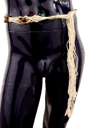 Sash Beige Belt Hippie Style Rope Beads Cords BROWN SHELLS MACRAME ...