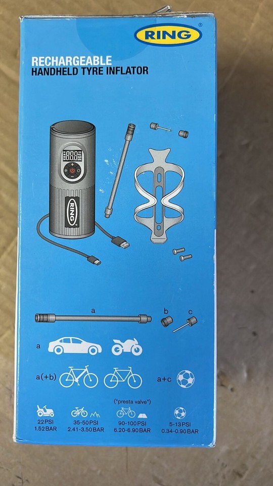 Ring Automotive RTC2000 digital rechargeable cordless tyre inflator air ...