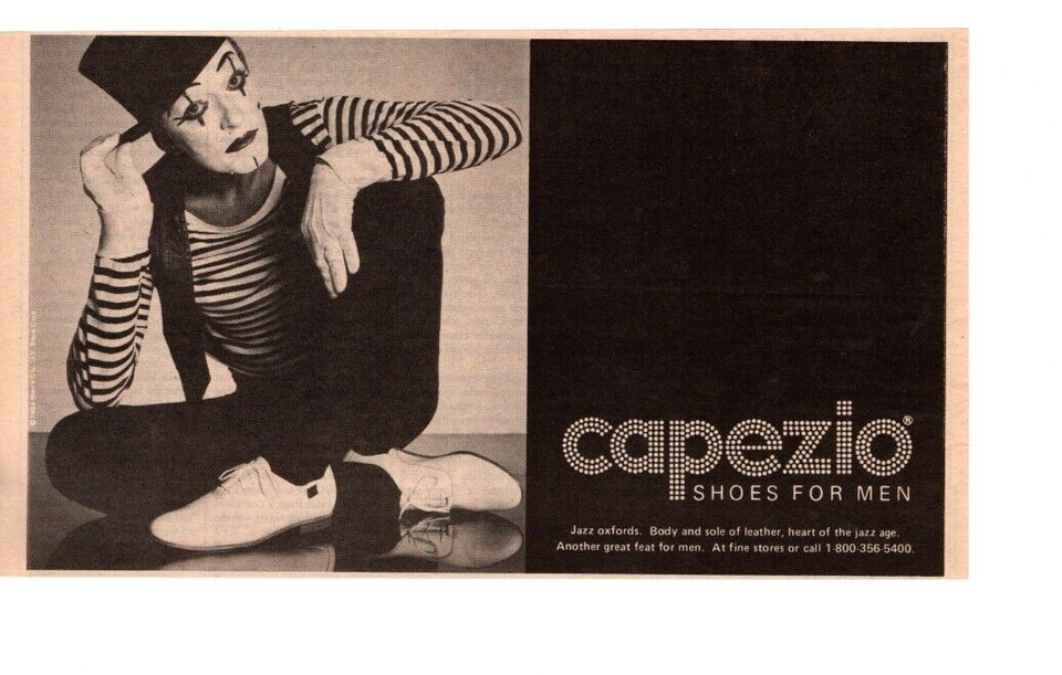 1984 CAPEZIO MENS FOOTWEAR PRINT AD MIME, DANCE, 80S DANCE OXFORDS SHOE ...