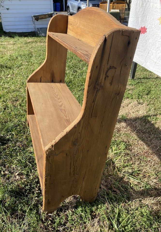 Antique Wooden Primitive Bucket Bench | eBay