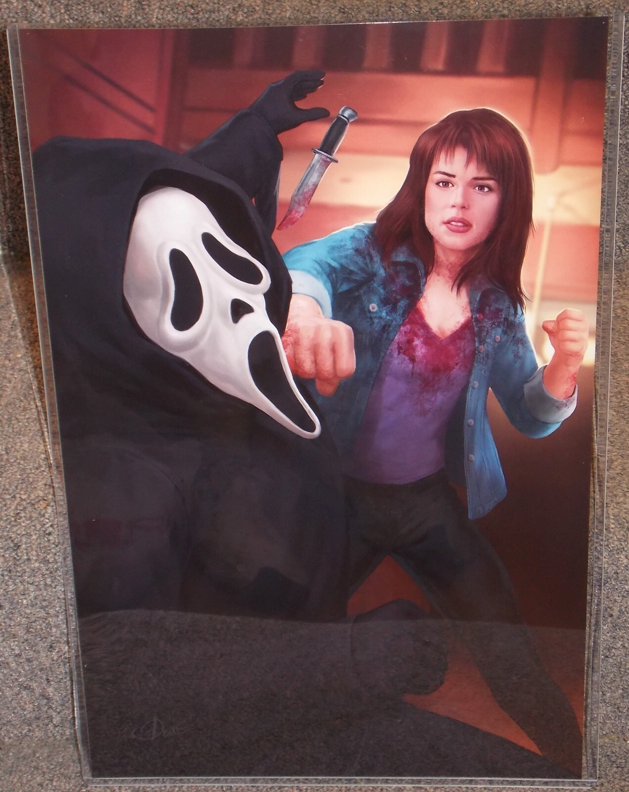 Scream Sidney Prescott vs Ghostface Glossy Art Print 11 x 17 In Plastic ...
