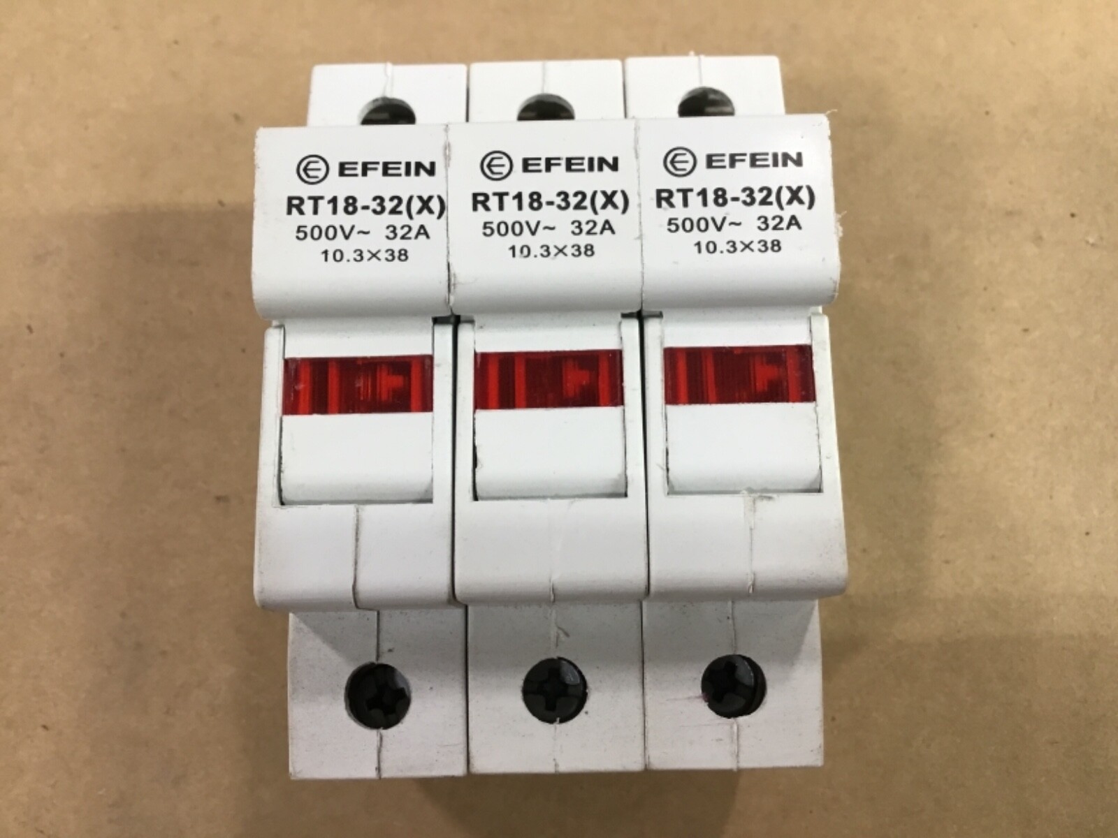 Efein RT18-32 (X) Din Rail Mount Fuse Holder 3 Pole 500V 32A #08T13M | eBay