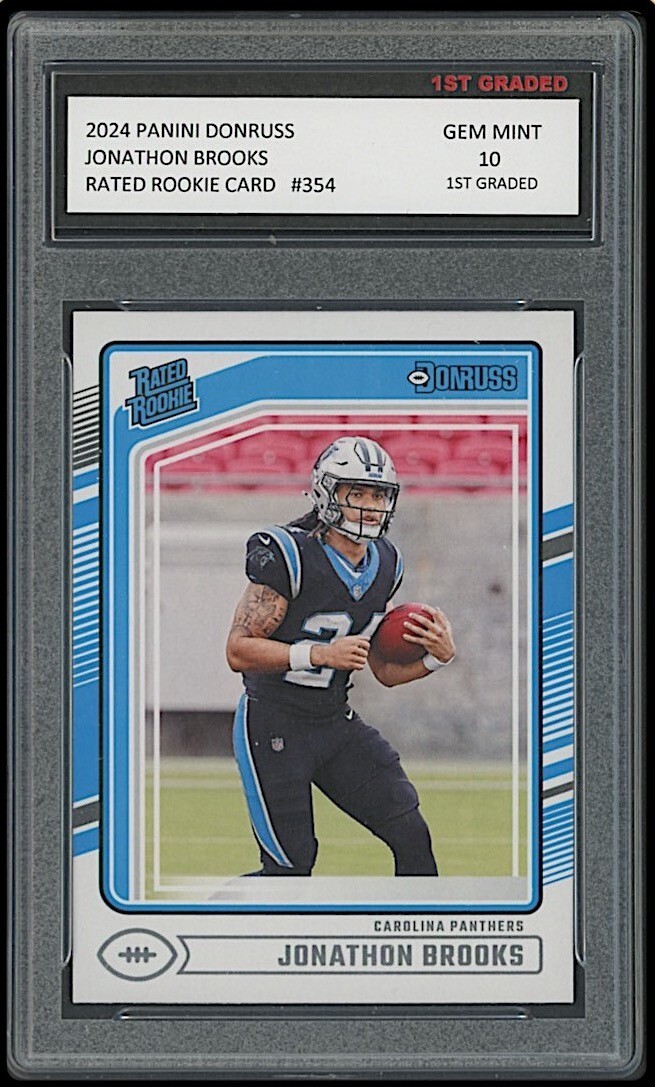2024 Jonathon Brooks Panini Donruss 1st Graded 10 Panthers NFL Rookie ...