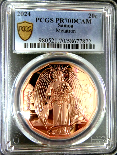 PCGS PR70DCAM Gold Shield-Samoa 2024 Metatron 20 Cents Perfect GEM ...