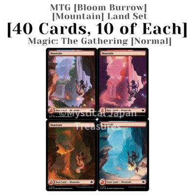MTG [Bloom Burrow] [Mountain] Land Set [40 carte, 10 di ciascuna] Magic ...