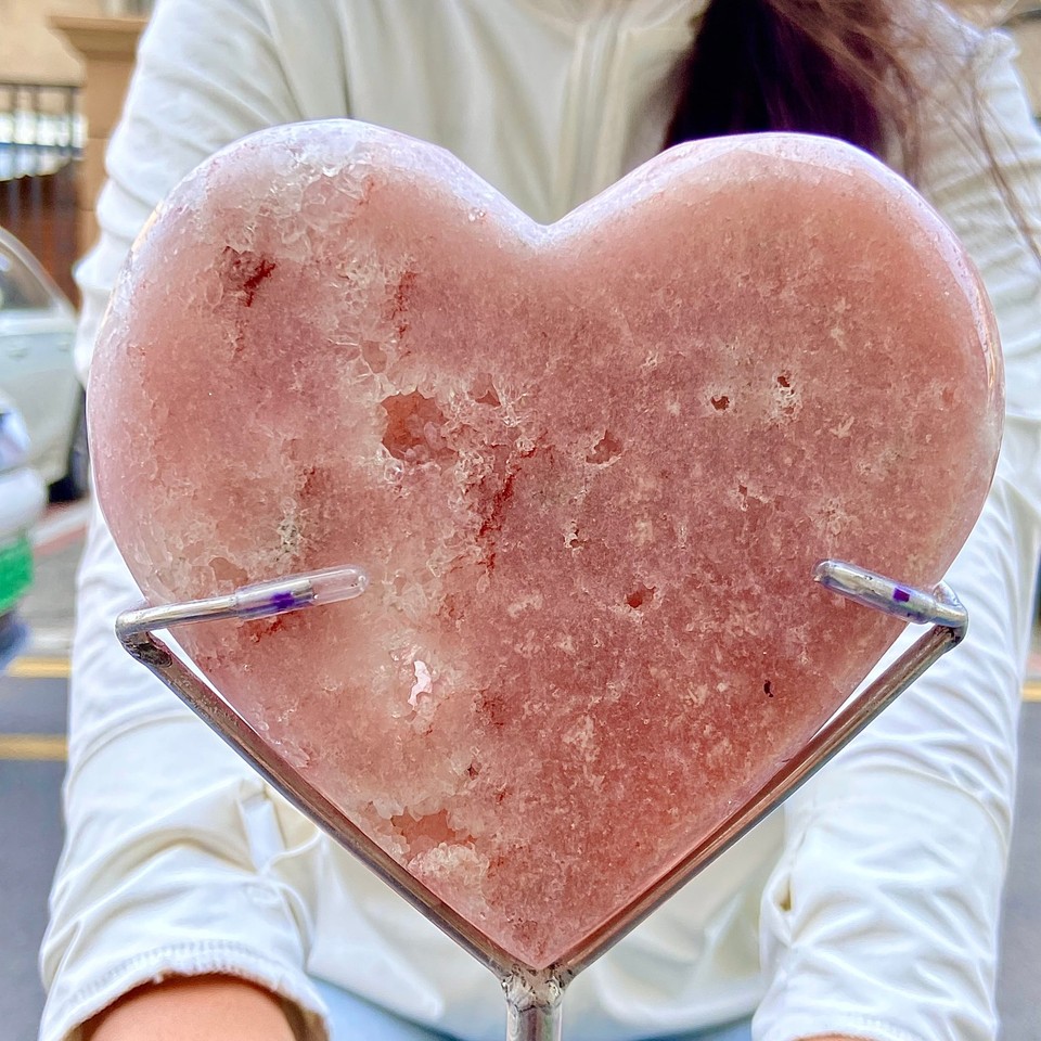 495G Natural Rose Quartz Heart - Pink Purple Crystal Love Stone Healing ...