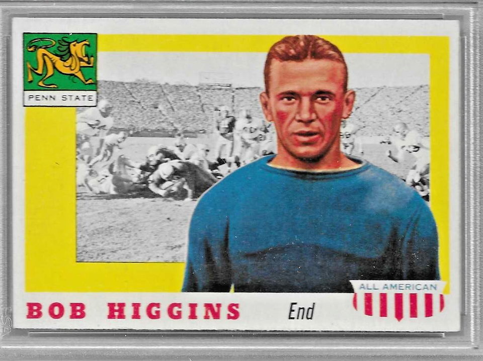 1955 ALL AMERICAN FOOTBALL CARD #33 BOB HIGGINS RC PSA 7 NQ PENN STATE ...
