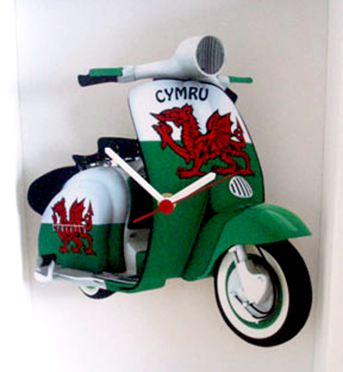 Scooter Wall Clock, Welsh Dragon Scooter Clock, Lambretta, Mod Scooter ...