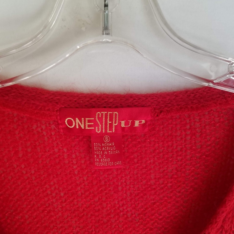 Vintage One Step Up Womens Mohair Acrylic V-Neck Knit Pullover Sweater ...