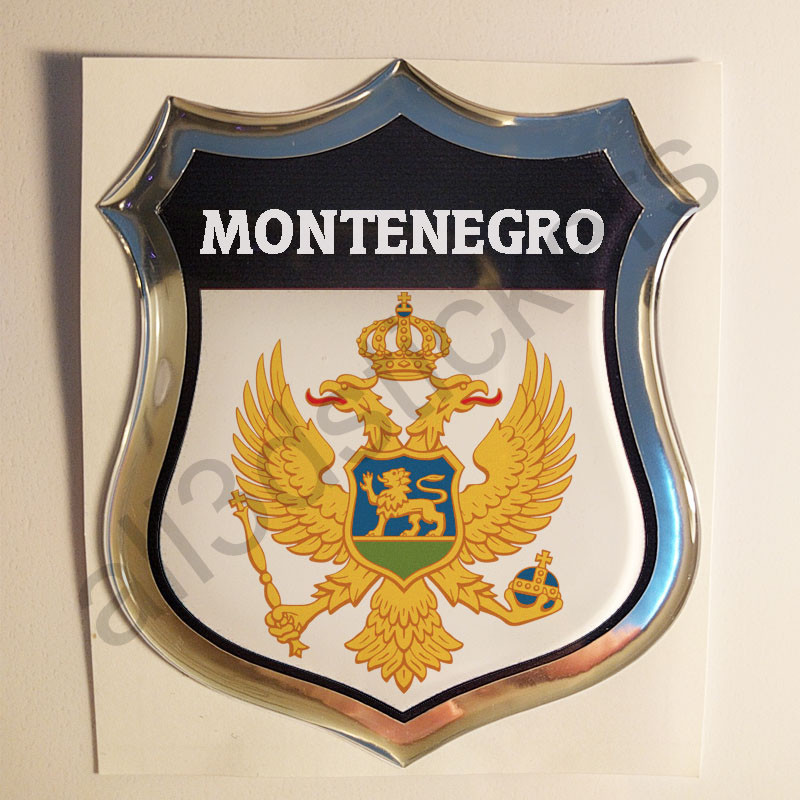 Sticker Montenegro Emblem Coat of Arms Shield 3D Resin Domed Gel Vinyl ...