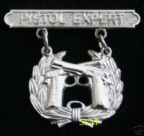 US MARINES PISTOL EXPERT QUALIFICATION SHOOTING BADGE PIN UNIFORM FMF ...
