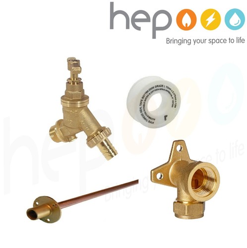 Garden Tap Outside Tap Kit With Brass Wall Plate Elbow or Through plate ...