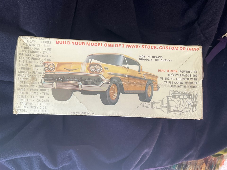 Vintage Rare 1960's AMT '58 Chevy Impala Model Kit T273 - New Open Box ...