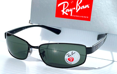 NEW Ray Ban Shiny Black POLARIZED Dark Green Lens Sunglass RB3364 002/ ...